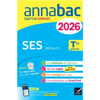 Annales du bac 2026 - Annabac SES Tle générale (spécialité) Sujets ...