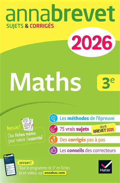 Annales du brevet 2026 - Annabrevet Maths 3e - Nouveau brevet Sujets ...