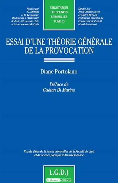 Essai d'une théorie générale de la provocation - paperback - Diane Portolano, Boek Alle boeken ...