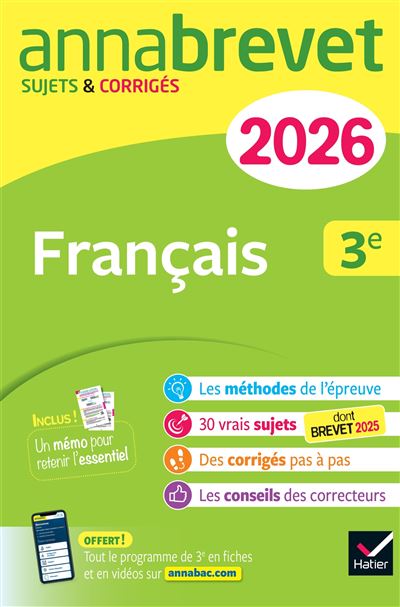 Annales du brevet 2026 - Annabrevet Français 3e - Nouveau brevet Sujets ...