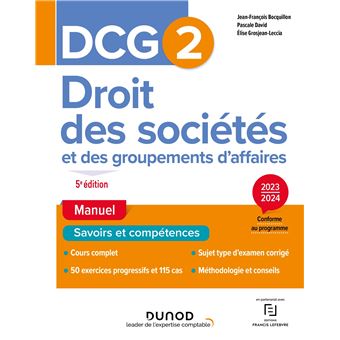 DCG 2 Droit des sociétés et des groupements d'affaires - Manuel 2023 ...