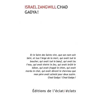 Chad gadya ! - broché - Israël Zangwill, Mathilde Salomon, Michel ...