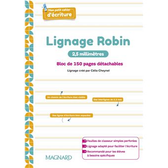 Mon petit cahier d’écriture (2024) - Bloc feuilles lignage Robin 2,5 mm ...