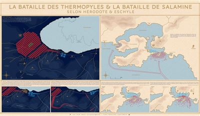 Poster La Bataille des Thermopyles et la bataille de Salamine Selon ...