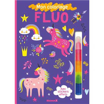 Mon coloriage fluo (Licornes) - Avec stickers offerts - broché ...