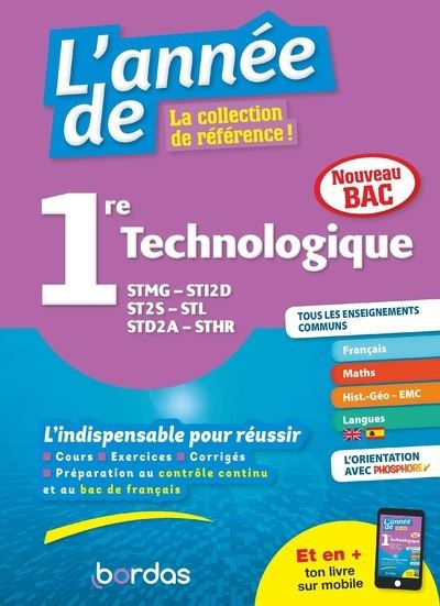 L'année de 1re Technologique STMG-STI2D-ST2S-STL-STD2A-STHR - broché - Sophie Pailloux-Riggi ...