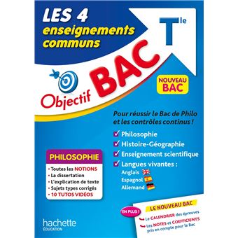 Objectif BAC Les 4 enseignements communs Terminale - broché - Collectif - Achat Livre | fnac