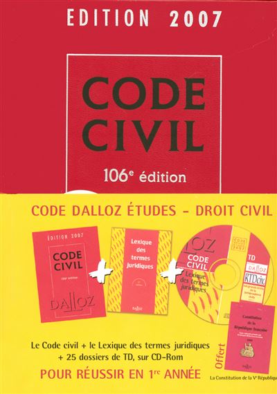 Code Dalloz Études droit civil 1re année 2007 Edition 2007 avec 1 CD ...