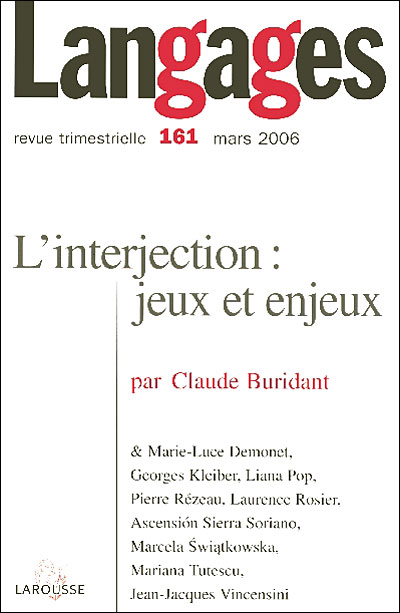 L'interjection Tome 161 Volume 1 - broché - Collectif - Achat Livre | fnac