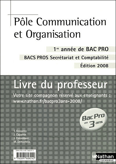 Pole communication et organisation 1ere annee bac pro 3 ans bac pro ...