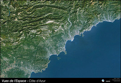 Côte d'Azur, pays niçois vus par satellite Carte murale - broché ...