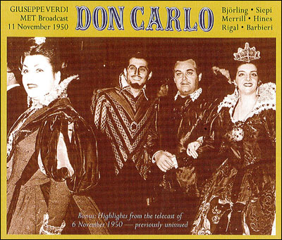 Don Carlo - Metropolitan opera New York 1950 - Giuseppe Verdi - CD ...