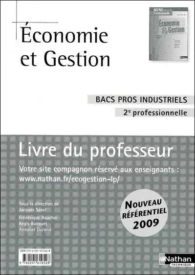 Économie & Gestion - 2e Bac Pro Industriels Livre du professeur - broché - Jacques Saraf ...