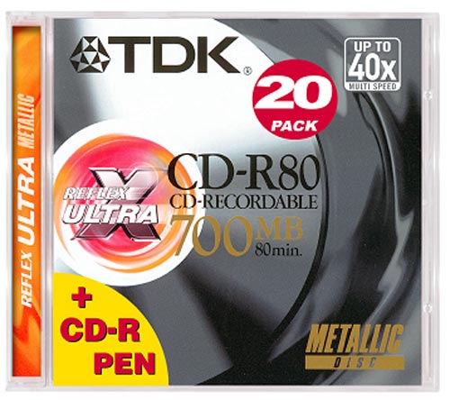 TDK CD-R 80 min Metal x 20 + stylo - CD vierge - Achat & prix | fnac