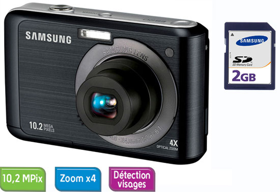 Samsung ES20 Noir + Carte SD 2 Go - Appareil photo compact - Achat ...